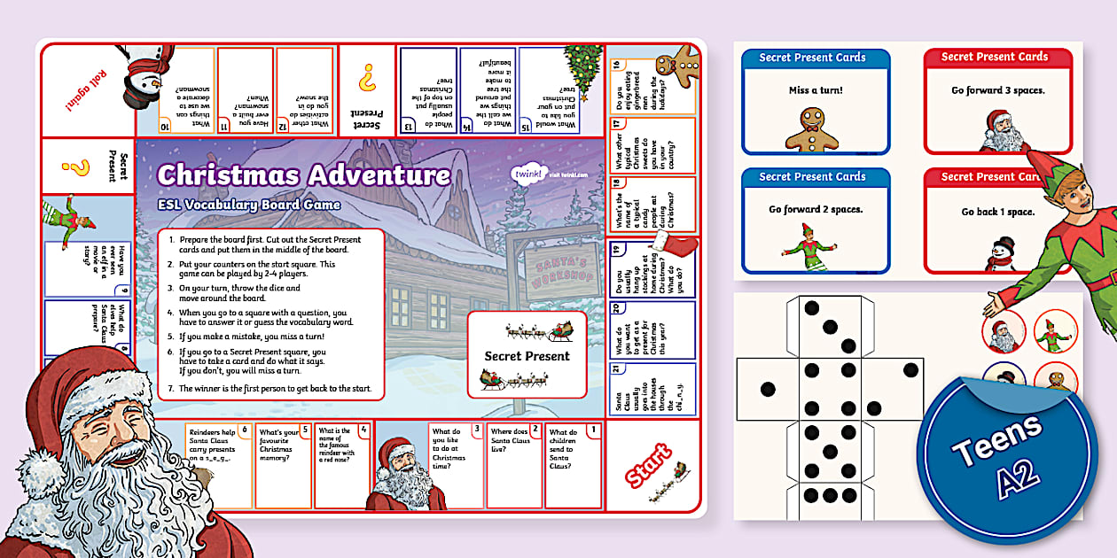 ESL Christmas Adventure Board Game by Twinkl (teacher made)