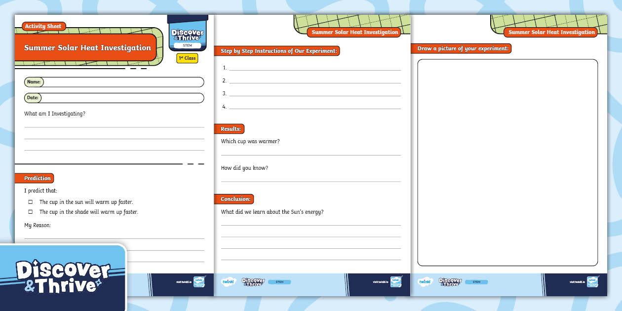 STEM (Energy&Forces) Summer Solar Heat Investigation (1st Class)