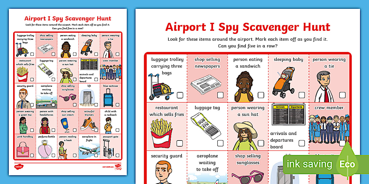 Airport I Spy Scavenger Hunt - KS1 (teacher made) - Twinkl