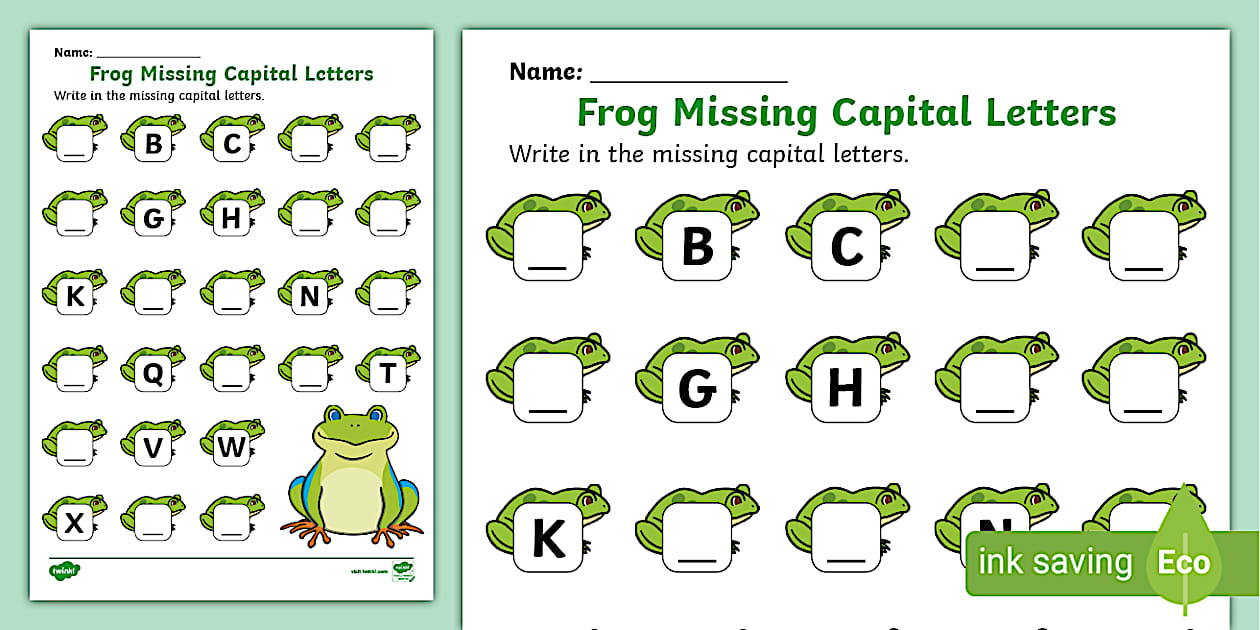 Frog Missing Capital Letters Worksheet | Twinkl | Alphabet
