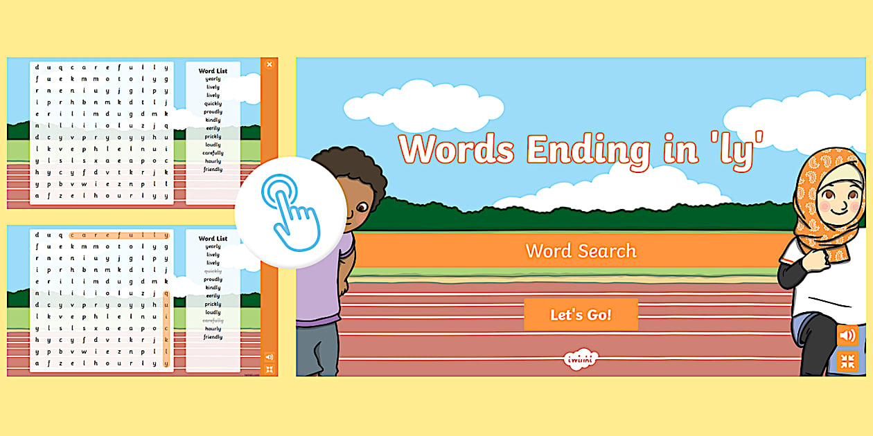 Words Ending in 'ly' Interactive Word Search (teacher made)