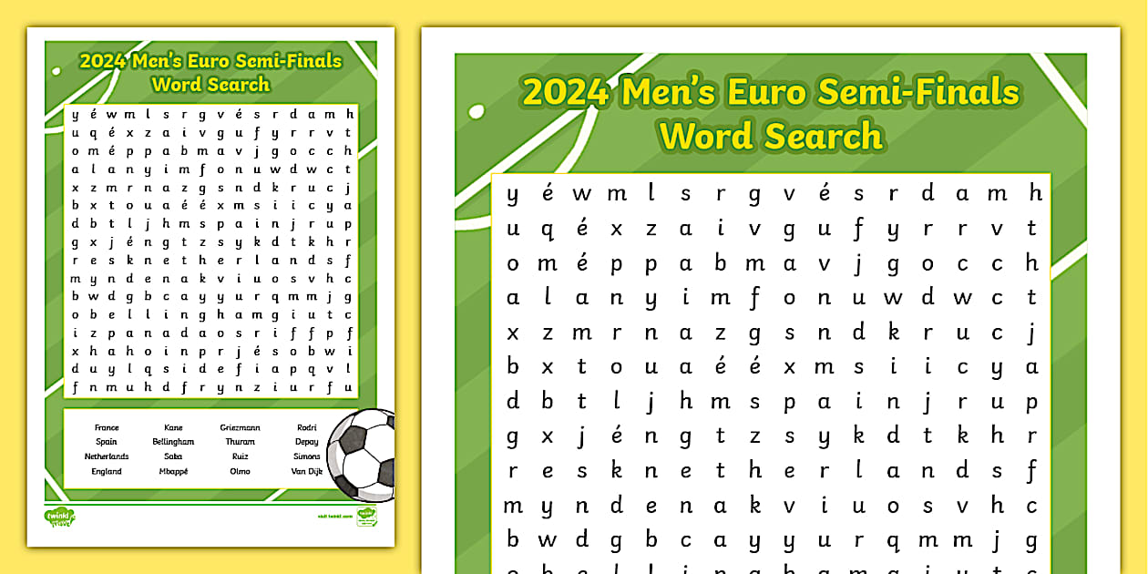 Euro 2020 Semi-Finals Word Search - Twinkl Move - PE