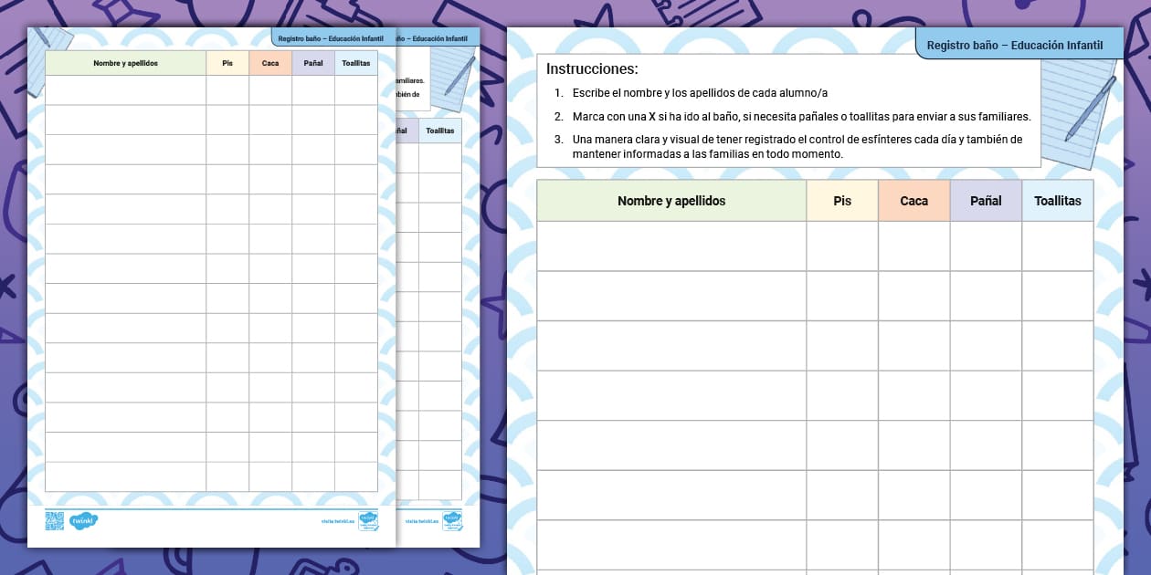 Registro: Baño - Educación Infantil (teacher made)