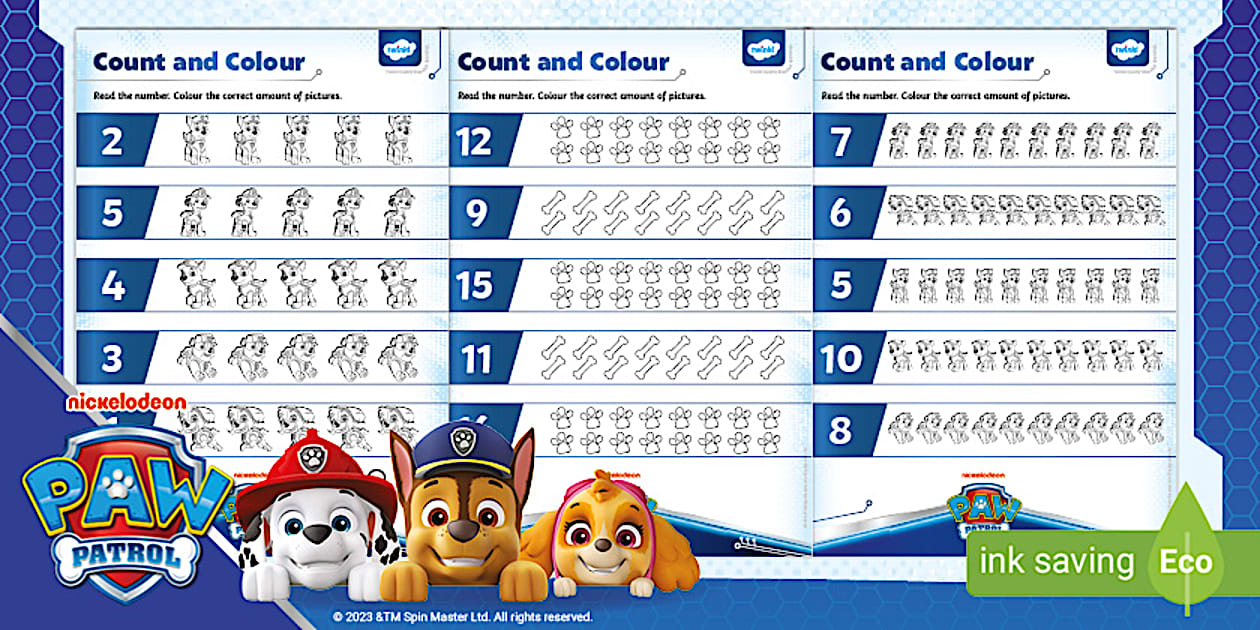 FREE! - 👉 PAW Patrol: Count and Colour Activity - Twinkl