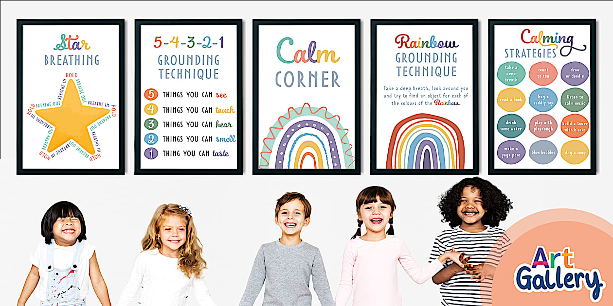 Calm Corner Mindfulness Muted Rainbow-Themed Posters Pack
