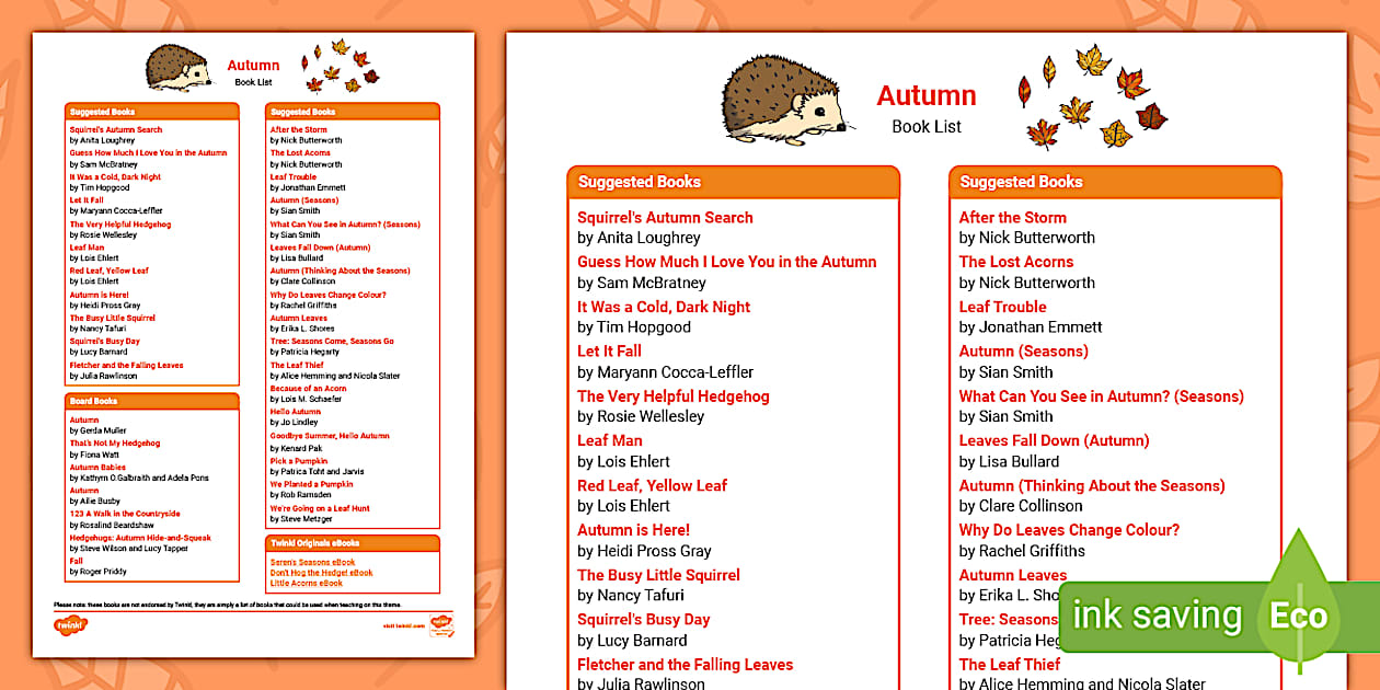 Autumn Book List | Autumn | Stories | Twinkl - Twinkl