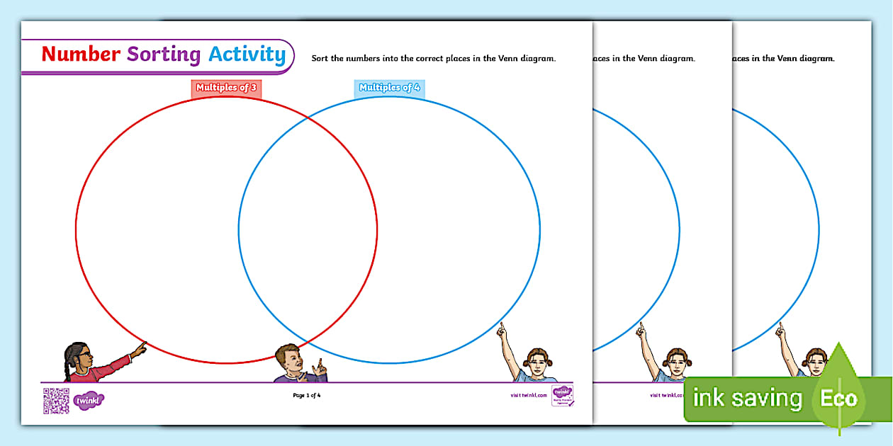Venn Diagram Number Multiples Sorting Activity - Twinkl