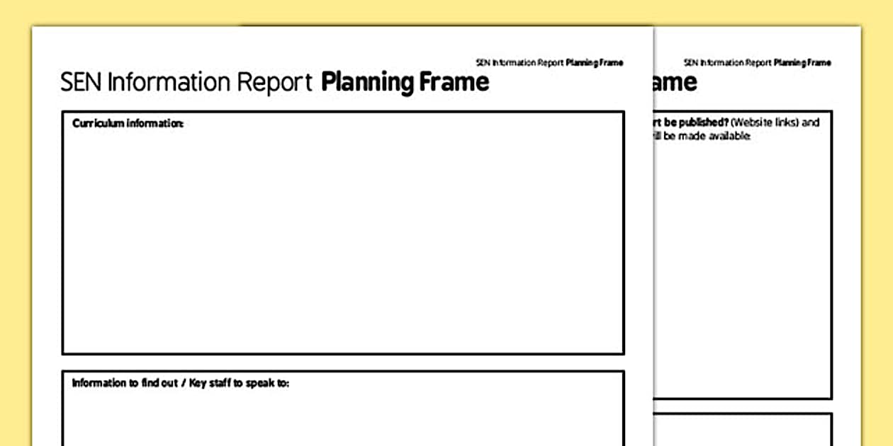Editable SEN Information Report Planning Frame - Twinkl