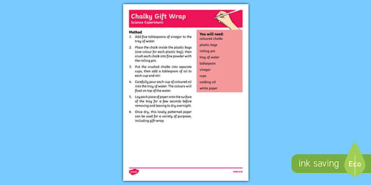 Chalky Gift-Wrap Science Experiment-Australia (teacher made)