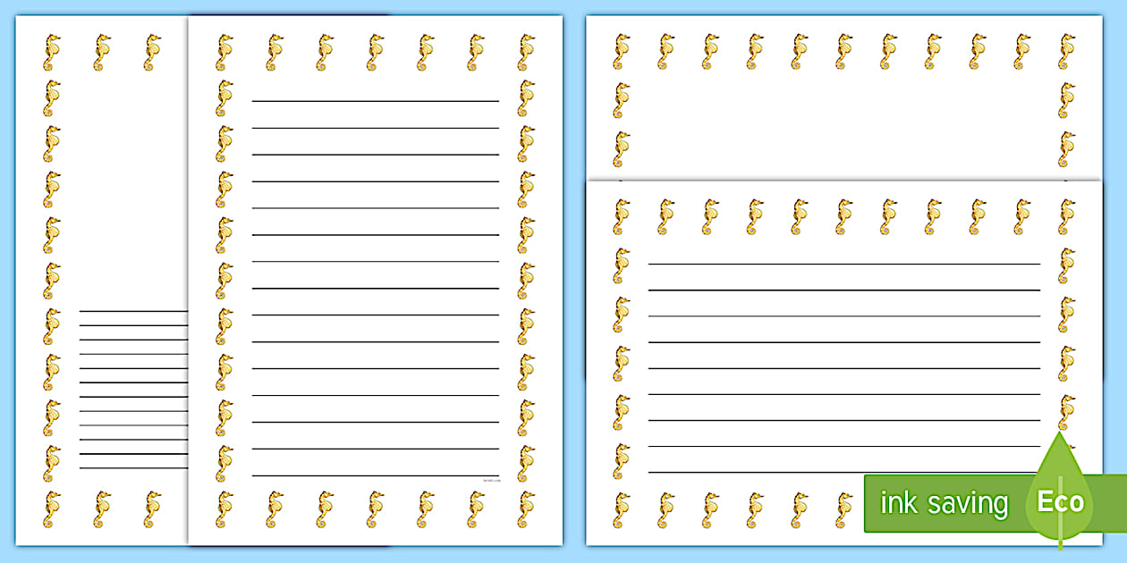 Seahorse Portrait Page Borders | Primary Resources | KS1