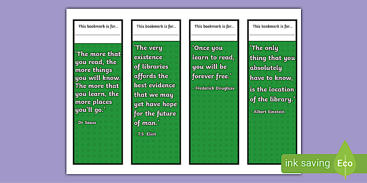 Library Quote Bookmarks (teacher made) - Twinkl