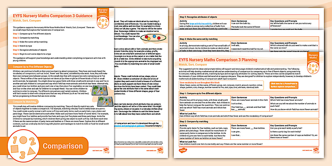 EYFS Nursery Guidance and Planning: Match, Sort, Compare