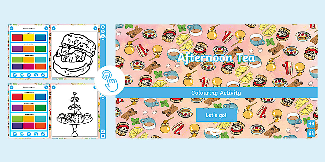 Afternoon Tea Interactive Colouring (teacher made) - Twinkl