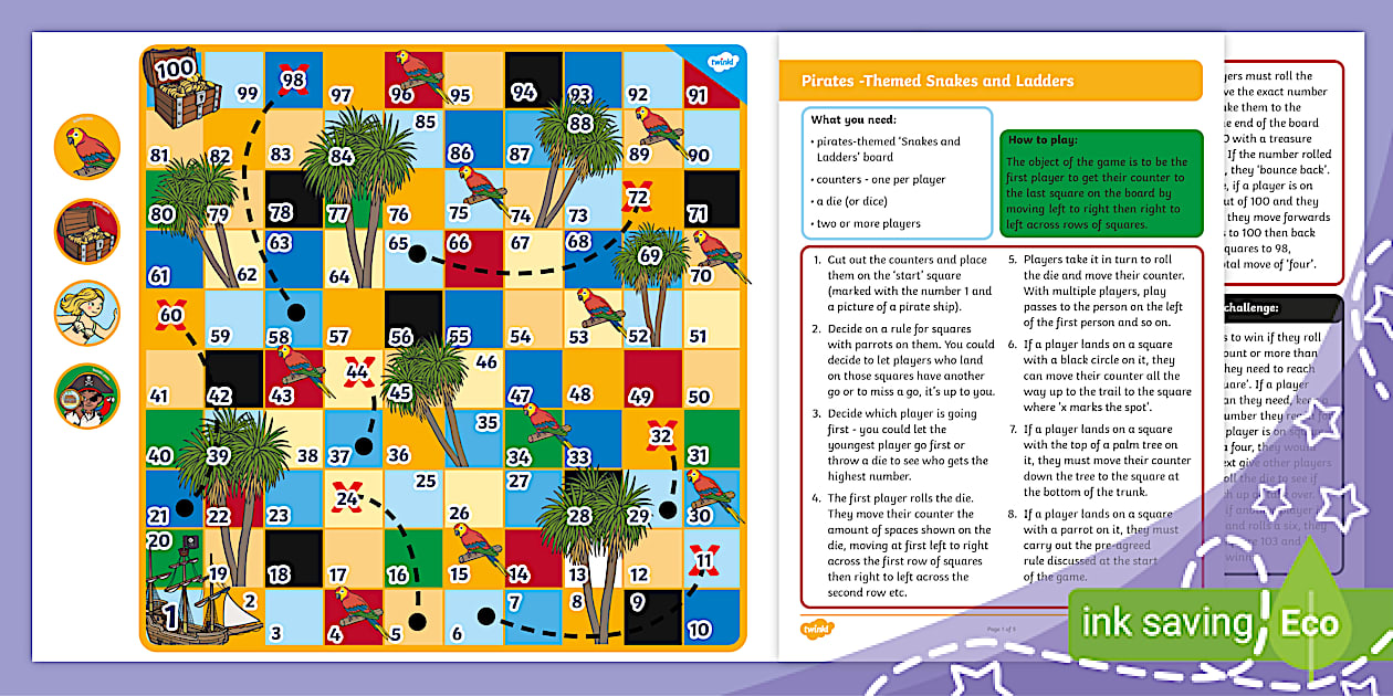 Pirate-Themed Snakes and Ladders Game (teacher made)