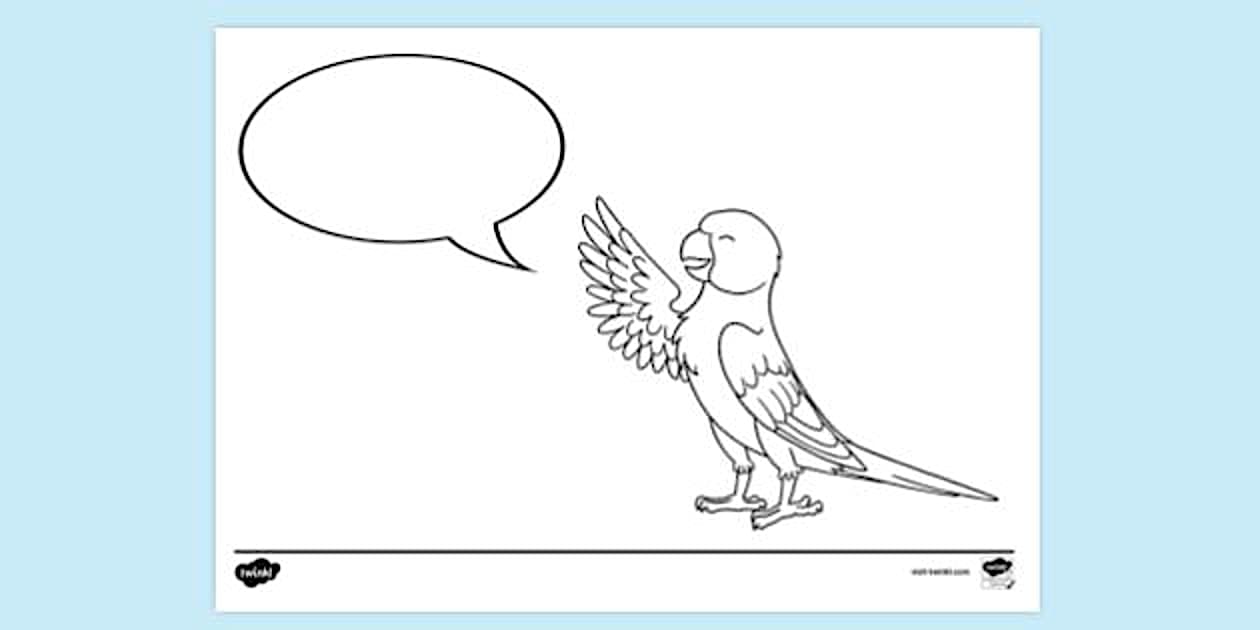 Parrot Talking Colouring | Colouring Sheets - Twinkl