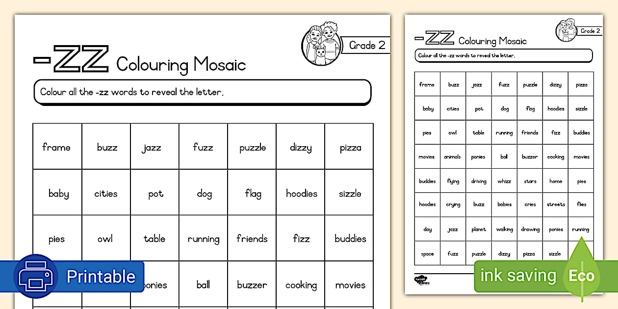 Grade 2 Phonics: Colouring Maze -zz (teacher made) - Twinkl