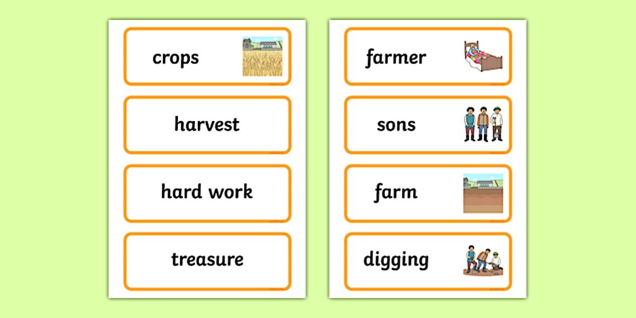 Cursive The Farmer and His Sons Word Cards (professor feito)