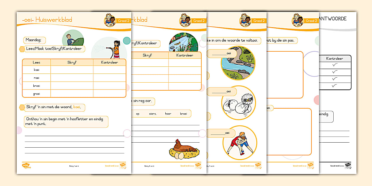 Graad 2 Klanke Huiswerk -oei- (teacher made) - Twinkl