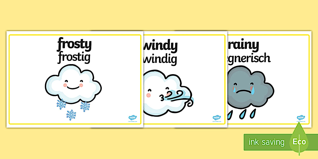 Weather Words Display Posters - English/German - EAL, German, Weather Words