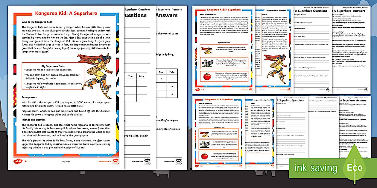 The Kangaroo Kid: A Superhero Differentiated Reading Comprehension Activity