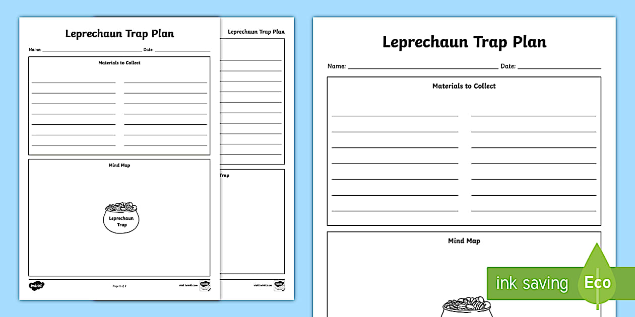 Leprechaun Trap Plan Worksheet / Worksheet - Twinkl