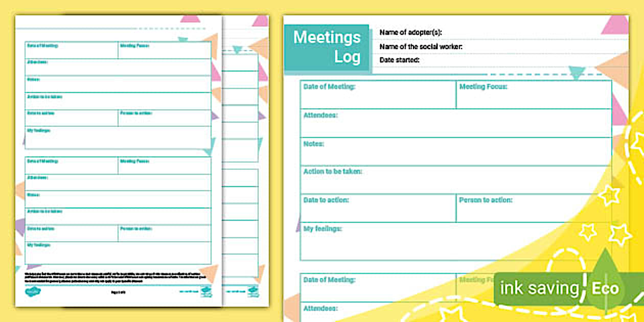 Adoption: Journal and Meetings Log (teacher made) - Twinkl