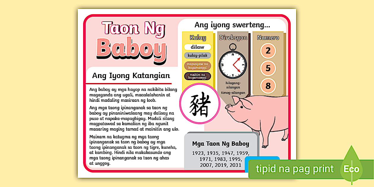 Taon Ng Baboy Sodyak Ng Tsino Poster | Twinkl (teacher made)
