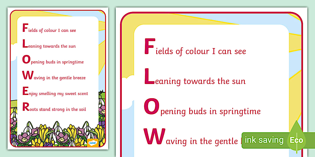 Flowers Acrostic Poem Template - Poetry (professor feito)
