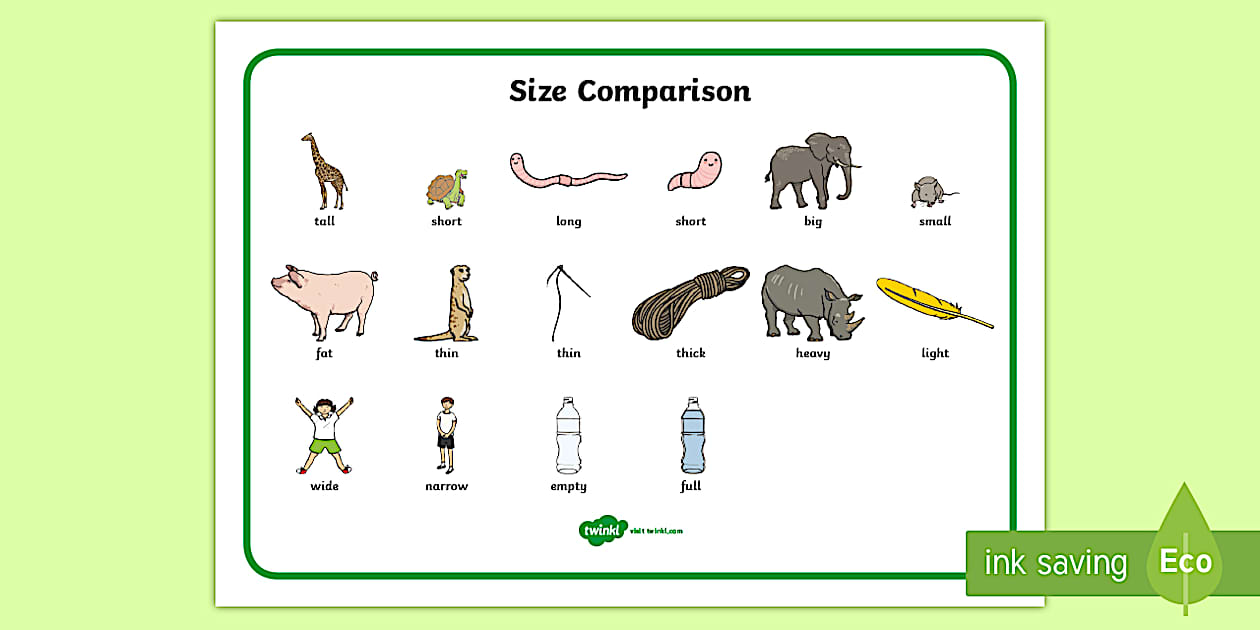 Size Comparison Word Mat - Size Comparison Display Posters (Word and ...