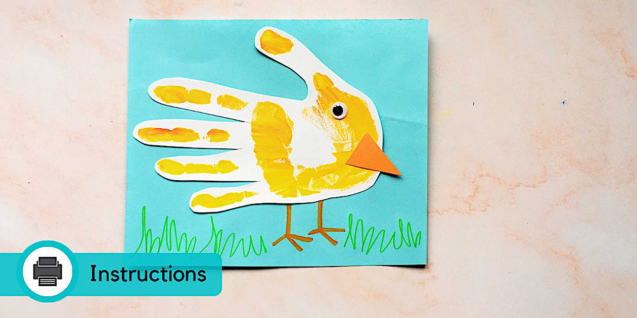 Easter Chick Handprint - EYFS crafts (teacher made) - Twinkl