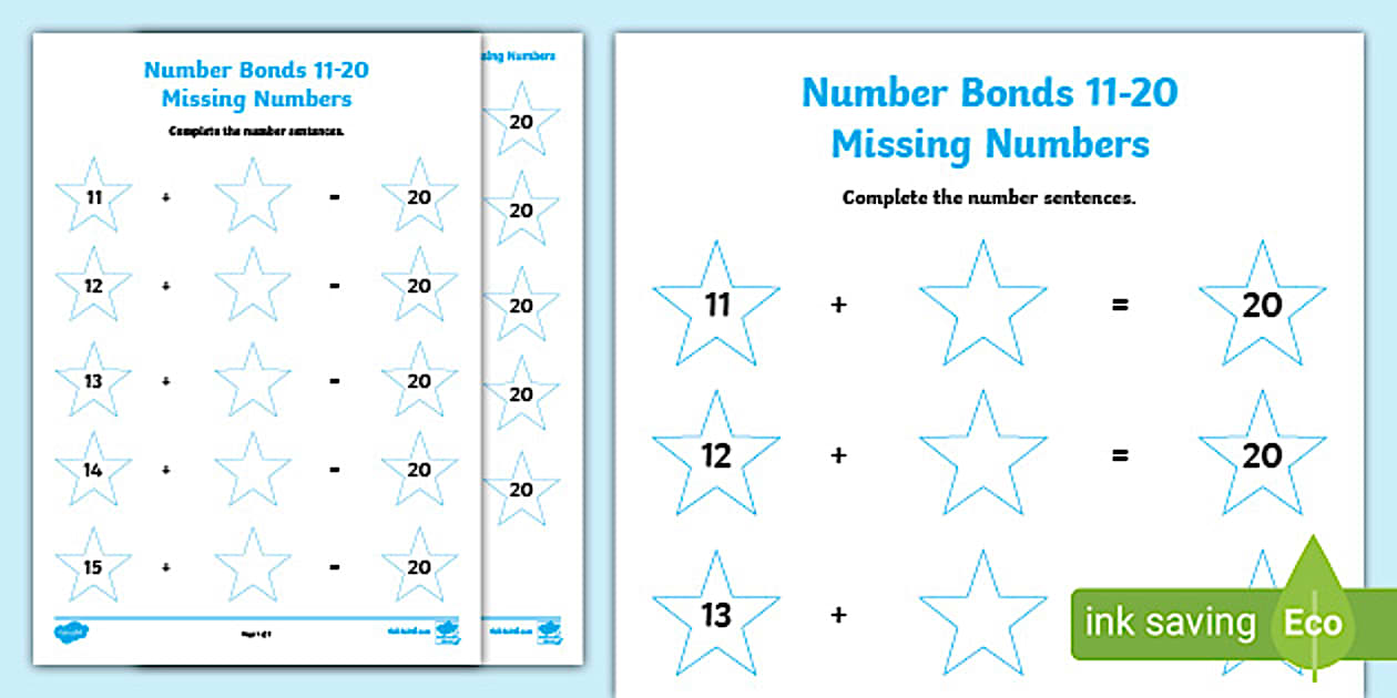 Star Number Bonds 11-20 Activity (teacher made) - Twinkl