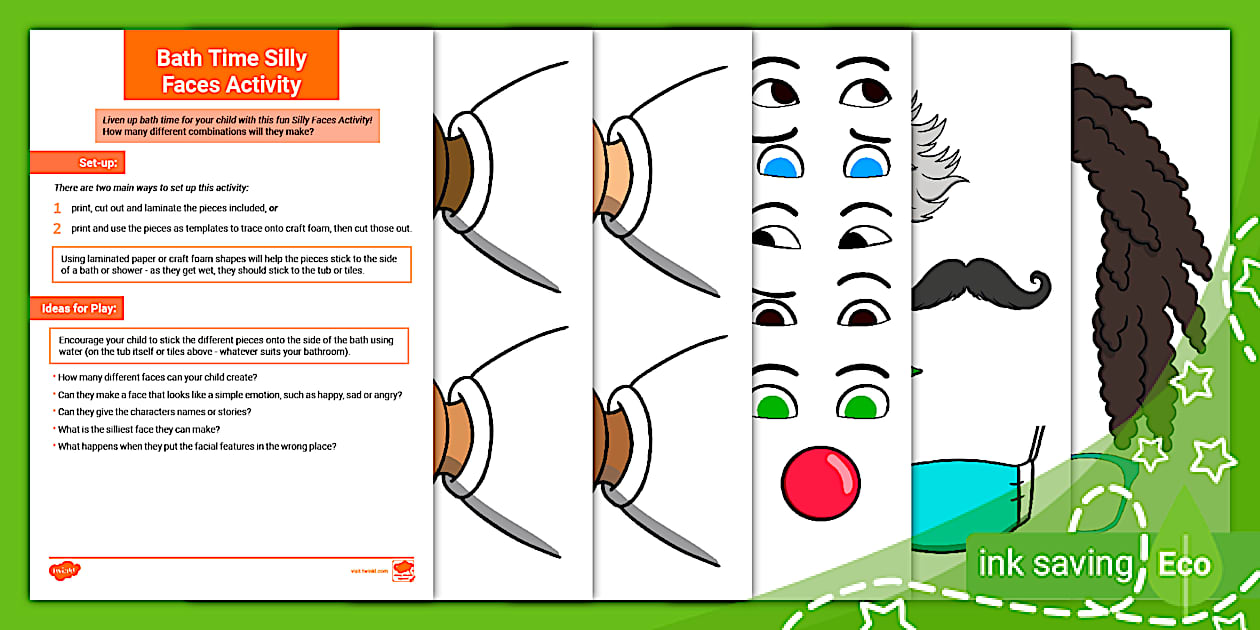 Bath Time Silly Faces Activity (teacher made) - Twinkl