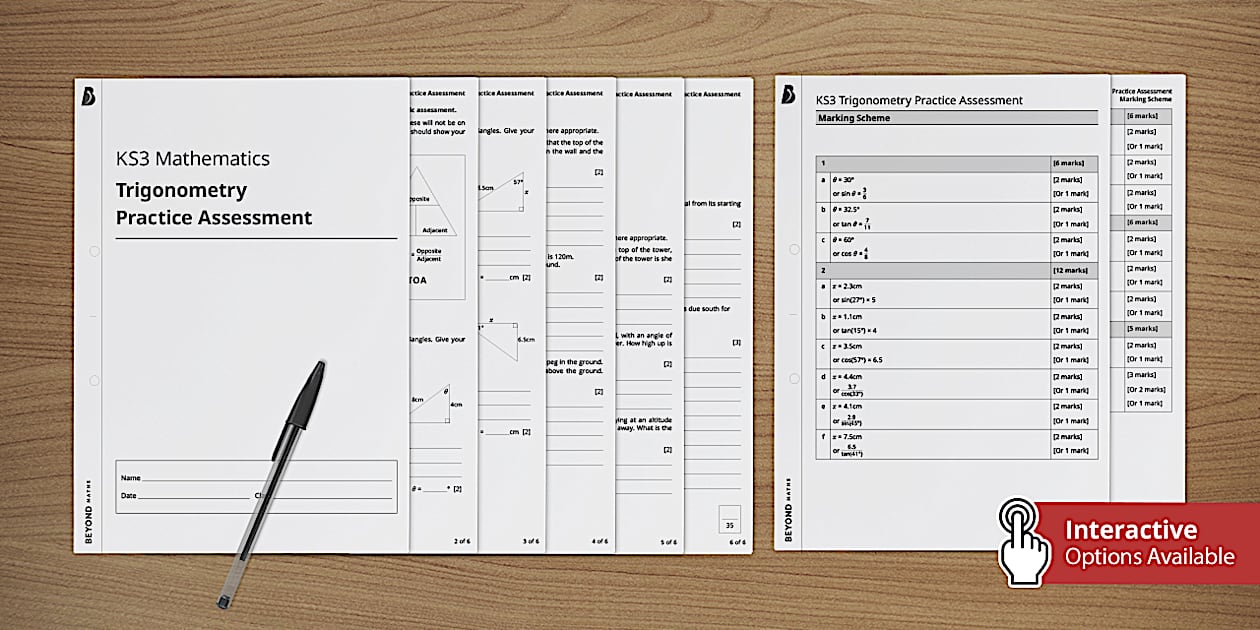 Trigonometry Practice Assessment Pack | KS3 Maths - Twinkl