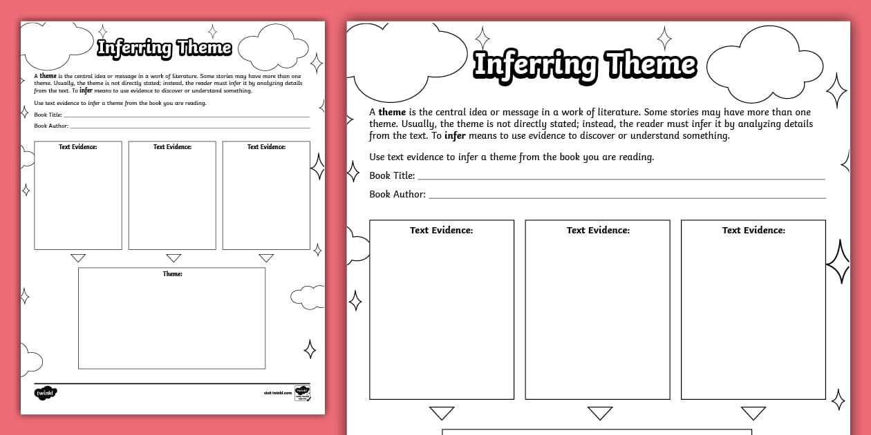 Inferring Theme Worksheet for 3rd-5th Grade (Teacher-Made)