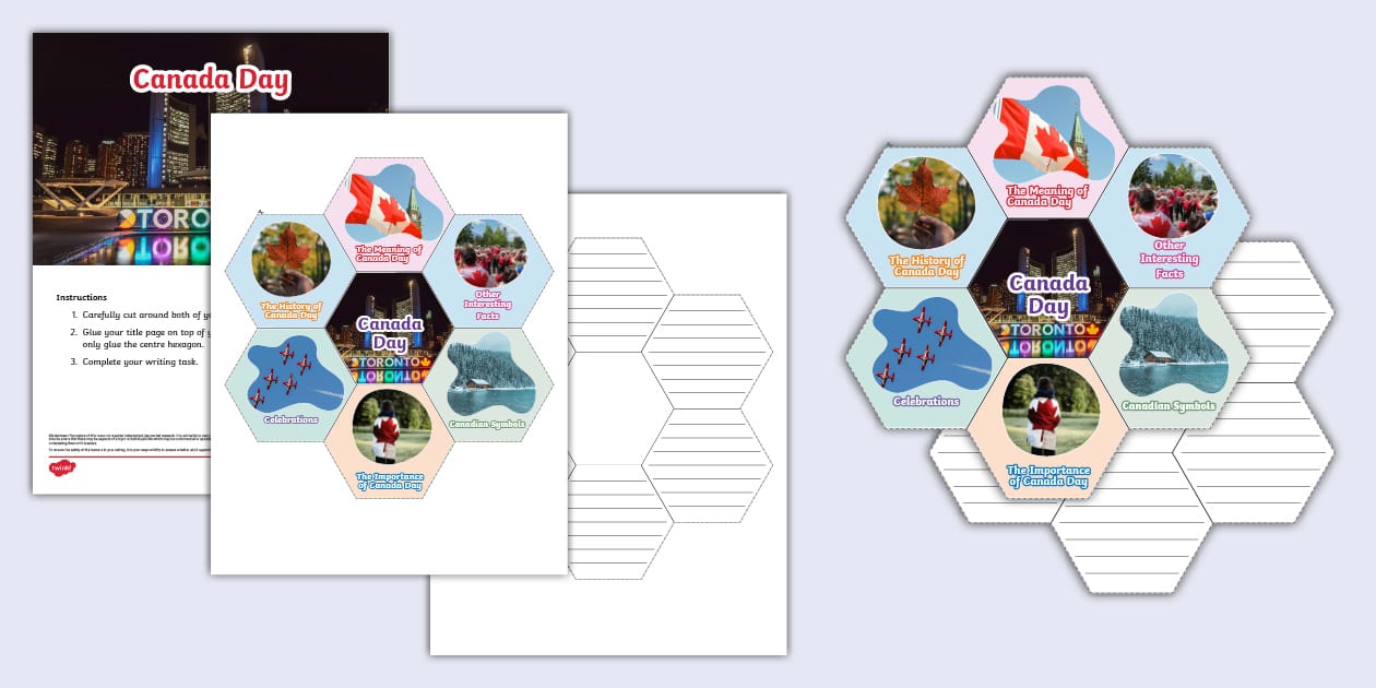Canada Day Hexagon Writing Template