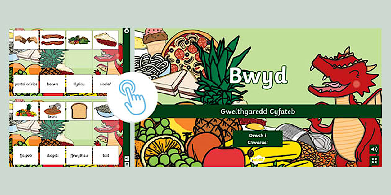 Learn Welsh: Cyfatebu Bwyd (gyda Sain)/Match the Food (with Audio)