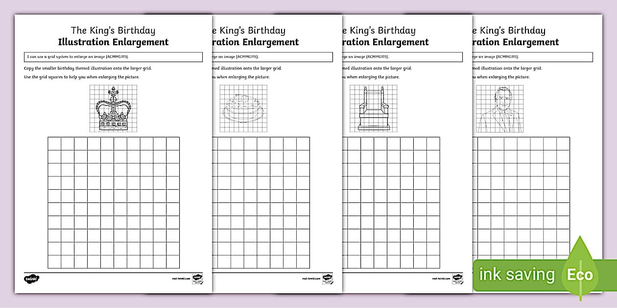 The King's Birthday Illustration Enlargement Worksheet / Worksheet