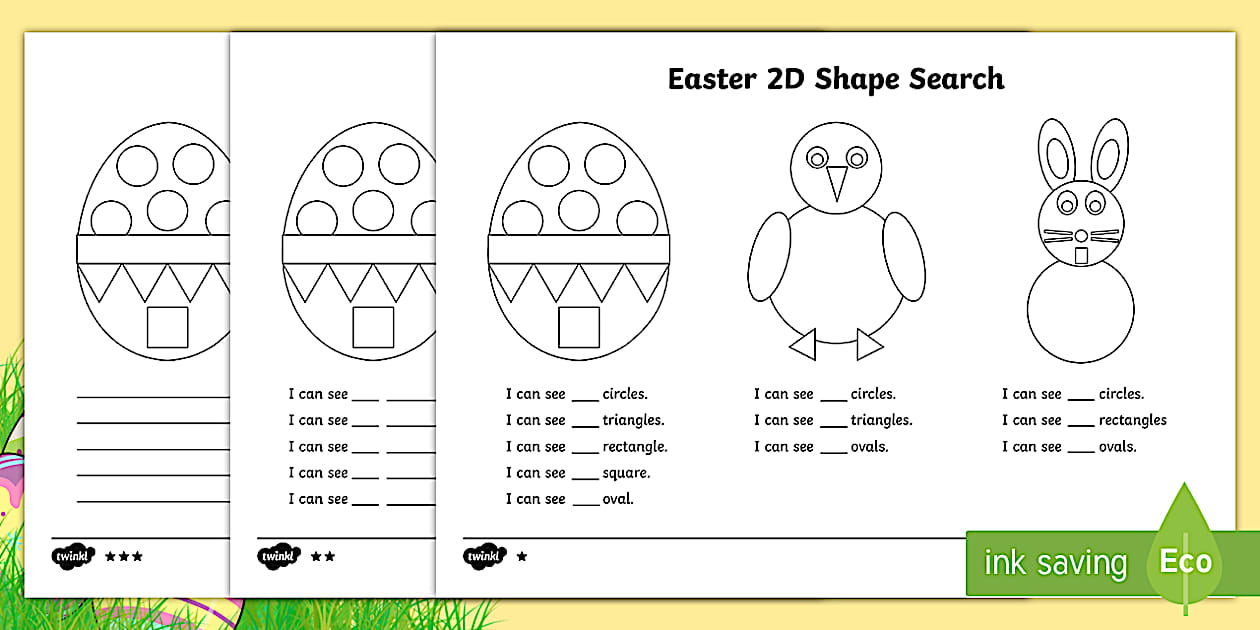 Easter 2D Shape Search Worksheet / Worksheet - Twinkl