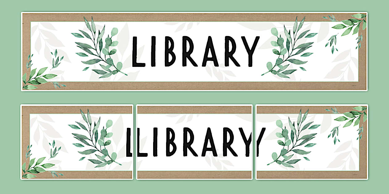 Muted Botanical Themed Library Display Banner - Twinkl