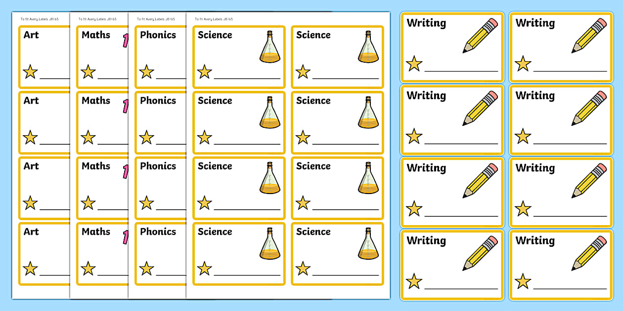 Star Themed Editable Jotter Labels (teacher made) - Twinkl