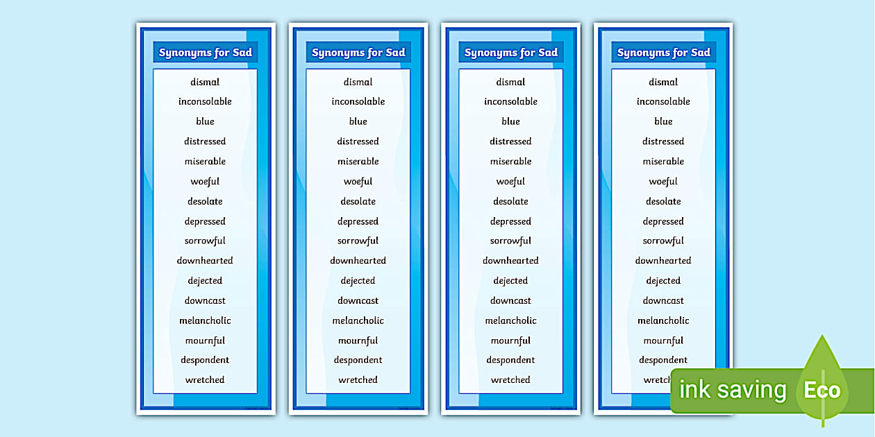 Synonyms for Sad Bookmarks (teacher made) - Twinkl