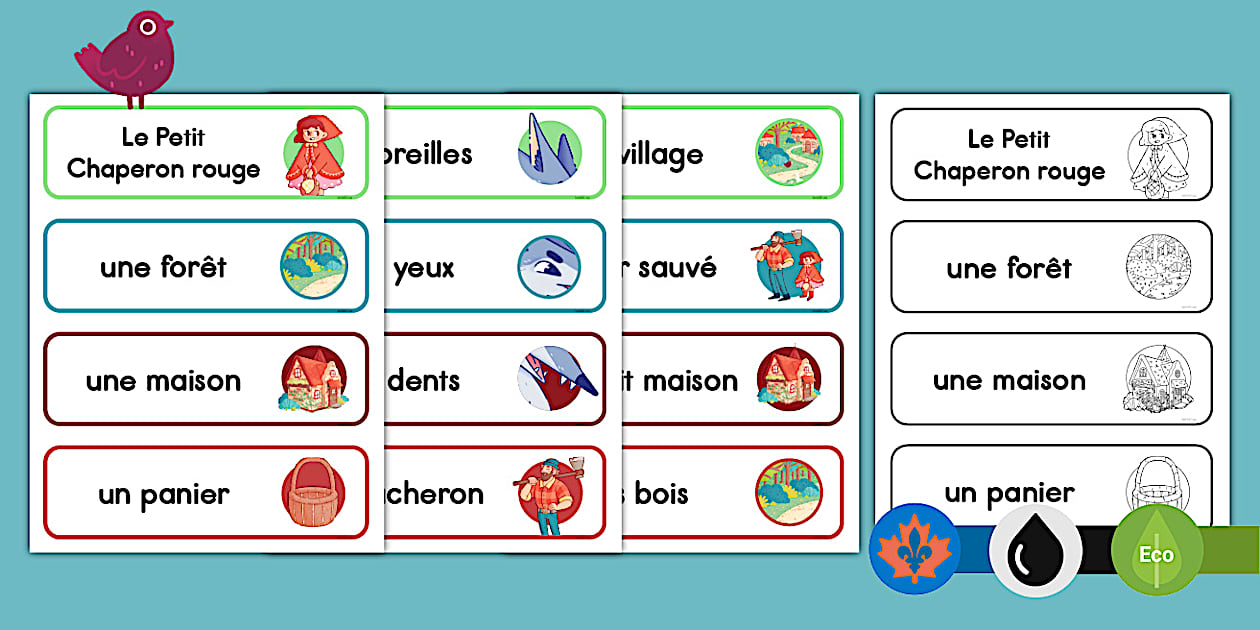 Le Petit Chaperon rouge Vocabulary Cards French