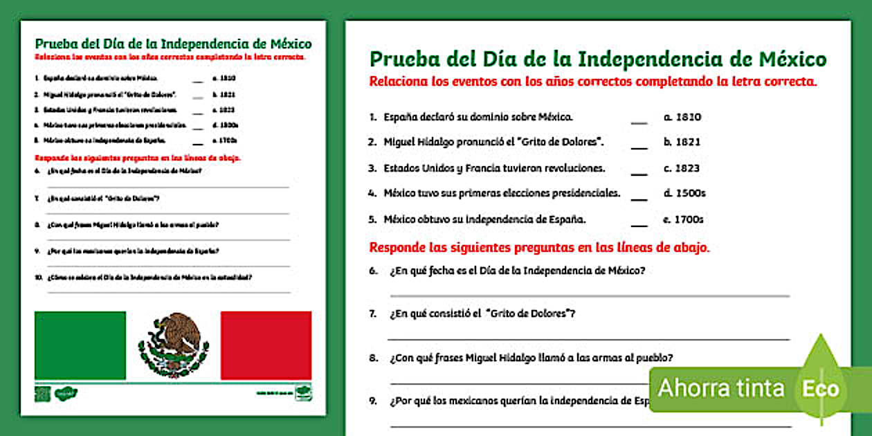 Cuestionario del Día de la Independencia de México