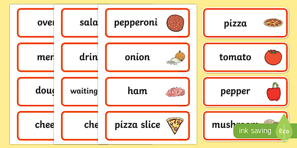 Pizza Parlour Role Play Word Cards (teacher made) - Twinkl