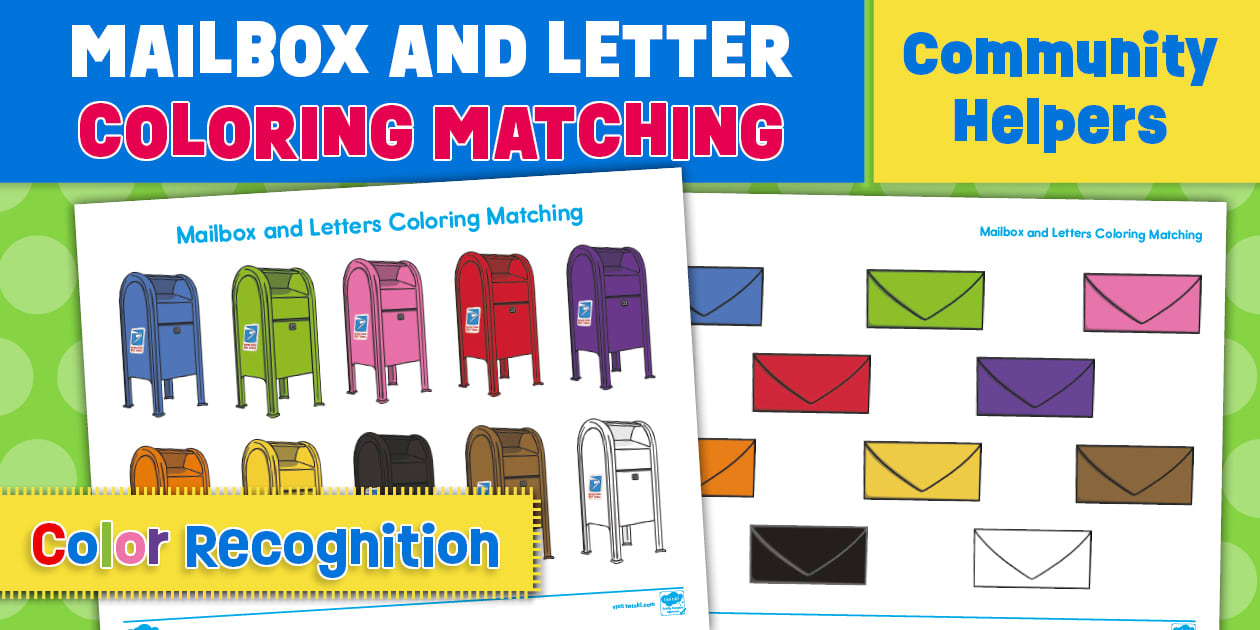 Mailbox and Letters Coloring Matching | Community Helpers