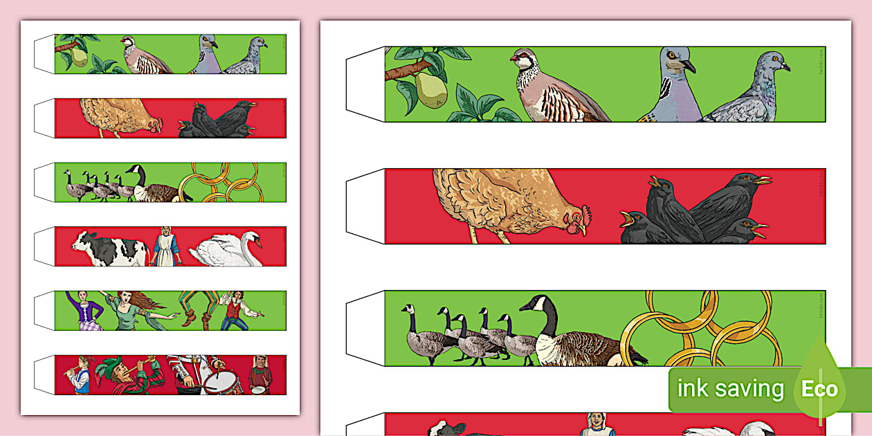 12 Days of Christmas Paper Chains (teacher made) - Twinkl