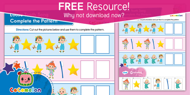 FREE CoComelon: Loose Tooth Song Complete the Pattern | Twinkl