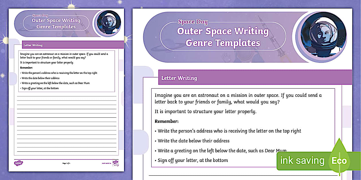 Outer Space Writing Genre Templates 3rd/4th Class - Twinkl