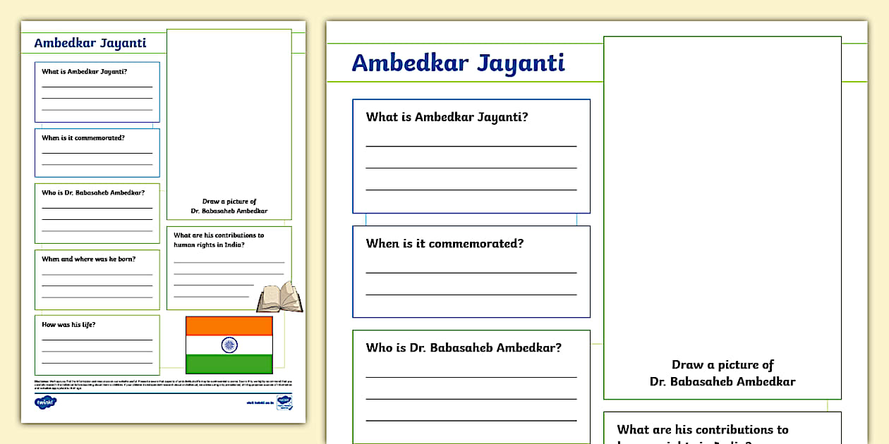 Ambedkar Jayanti Activity Fact File Template (teacher made)
