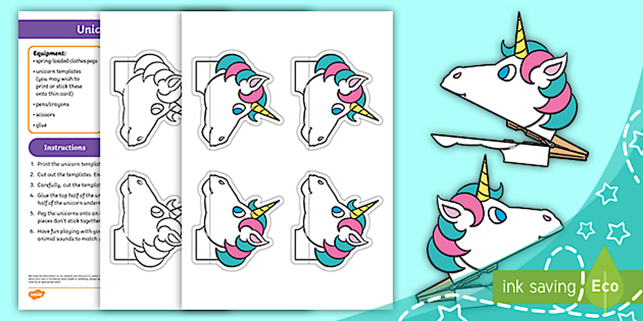Unicorn Peg Craft Instructions (teacher made) - Twinkl